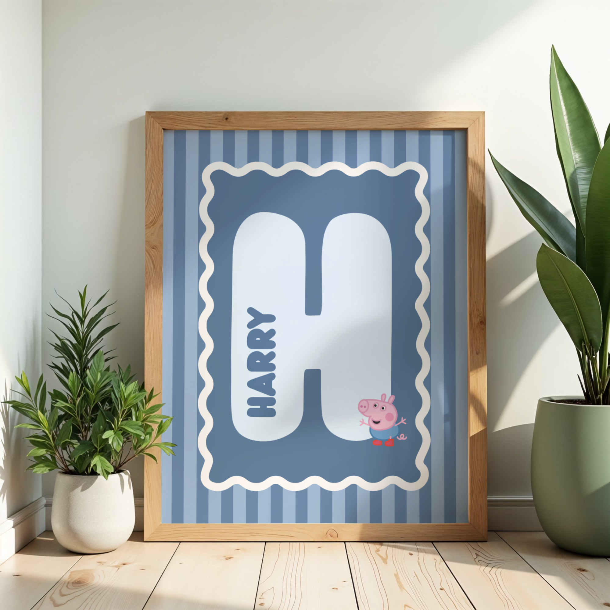 Personalised Peppa Pig Boys Initial Wall Art – Custom Name Print – The ...