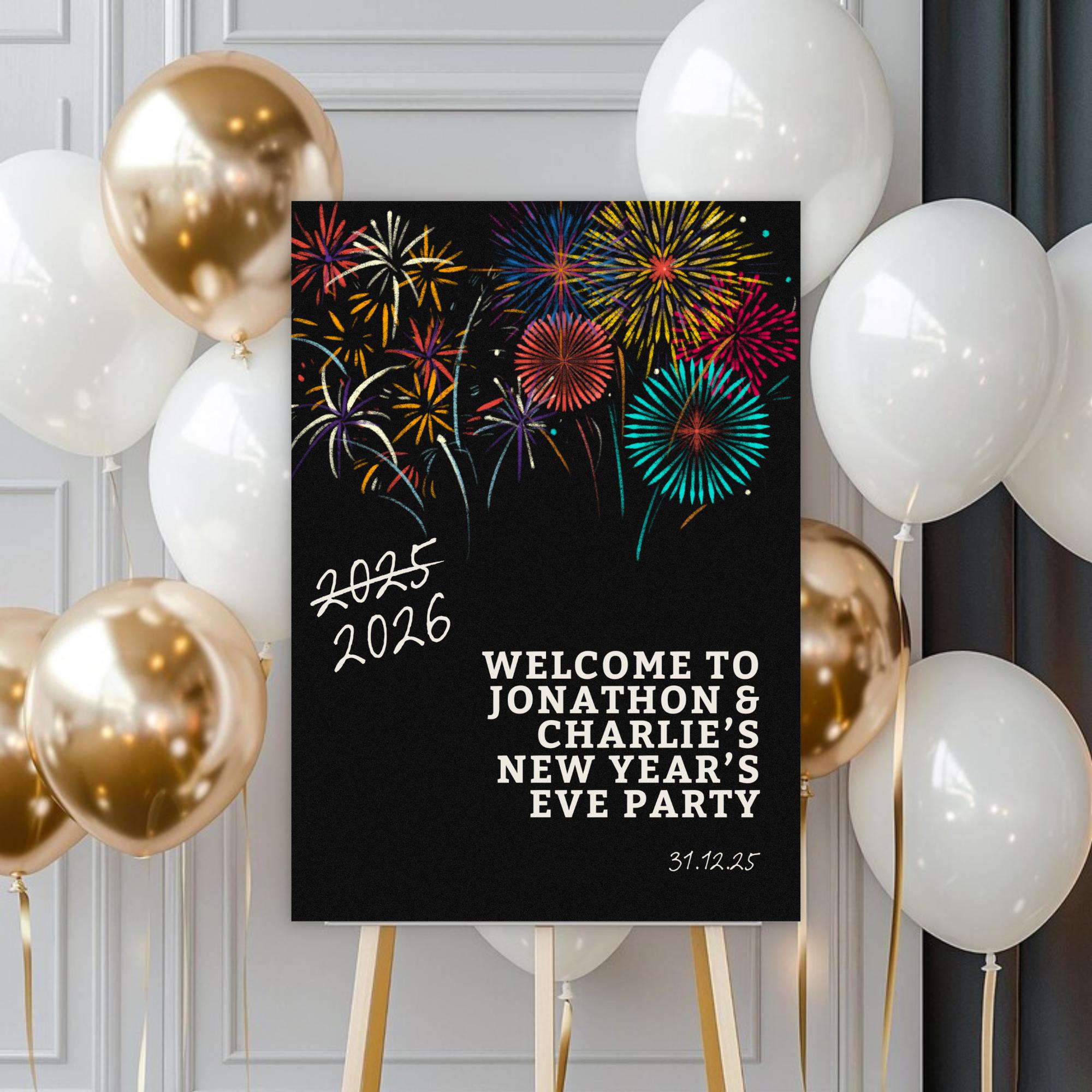Editable New Year’s Eve Welcome Sign – Printable NYE Party Signage ...